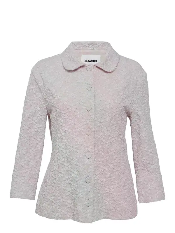 JIL SANDER Flower-textured Long-sleeve Shirt - Pink