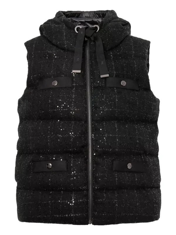WEILL Tweed Down Gilet - Black
