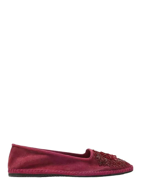 Malìparmi Beaded Suede Ballet Flats - Red