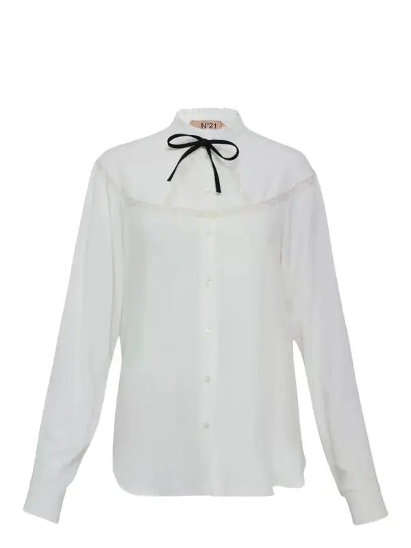 N°21 Ruffled Lace-detail Blouse - White