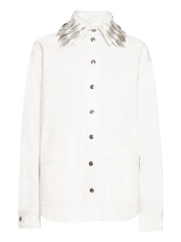 DES_PHEMMES Collar-embellished Workwear Shirt - Off-white