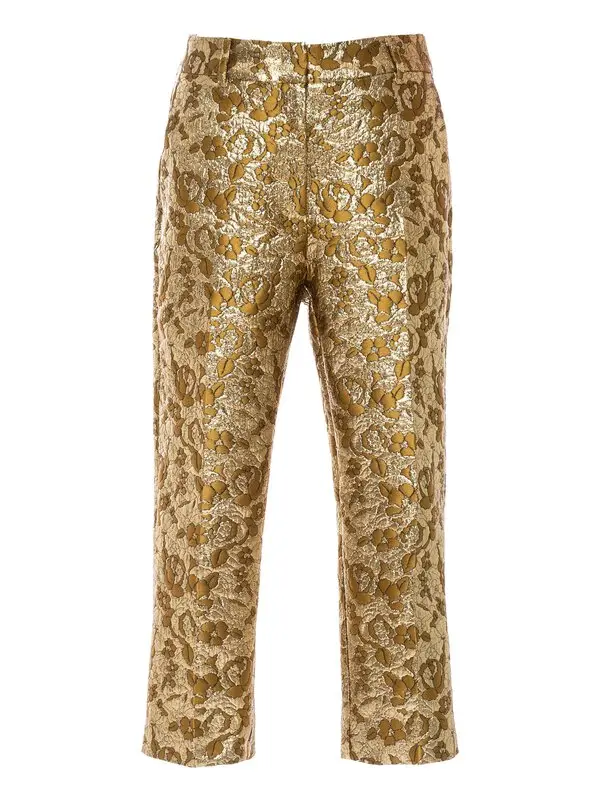 DES_PHEMMES Jacquard Tailored Capri Pants - Gold