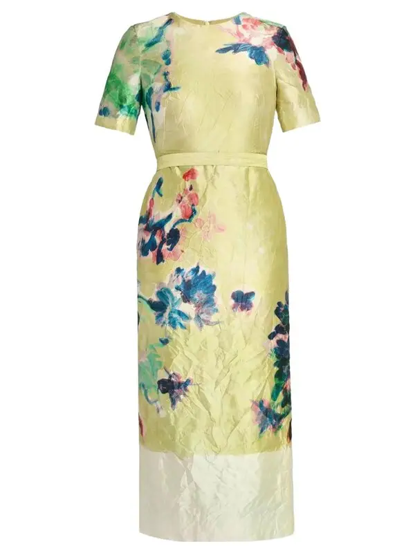 Erdem Floral-print Midi Dress - Yellow