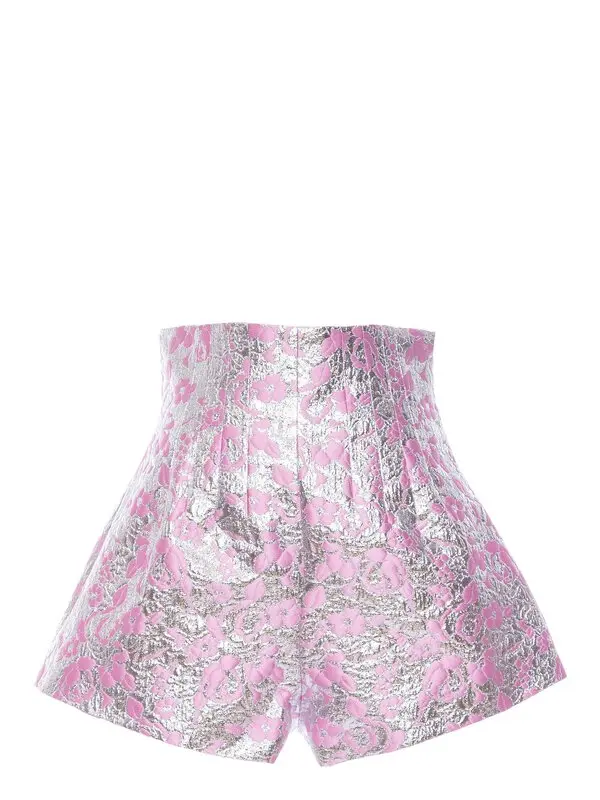 DES_PHEMMES Floral Jacquard Tailored Shorts - Pink