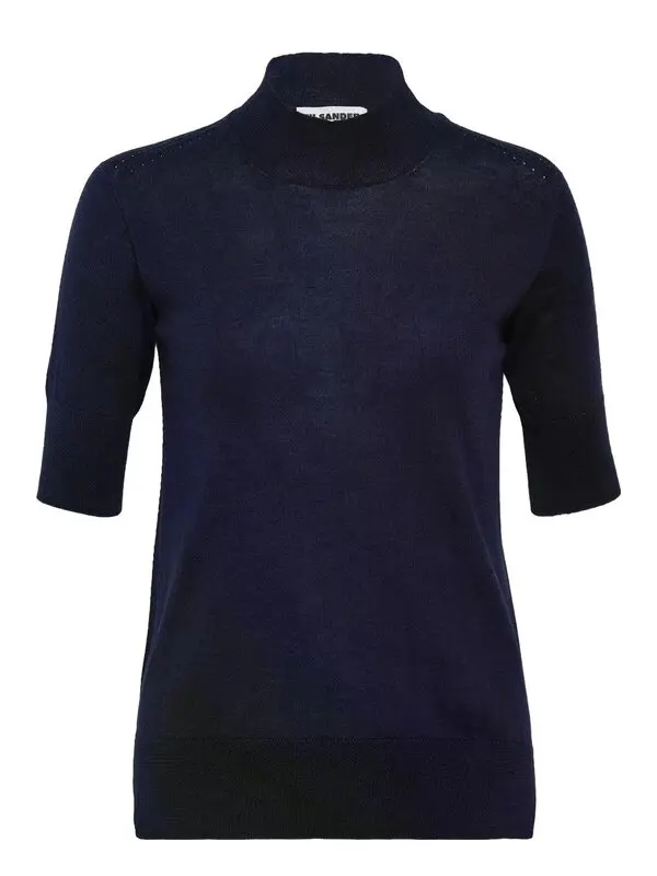 JIL SANDER High-neck Short-sleeve Top - Blue