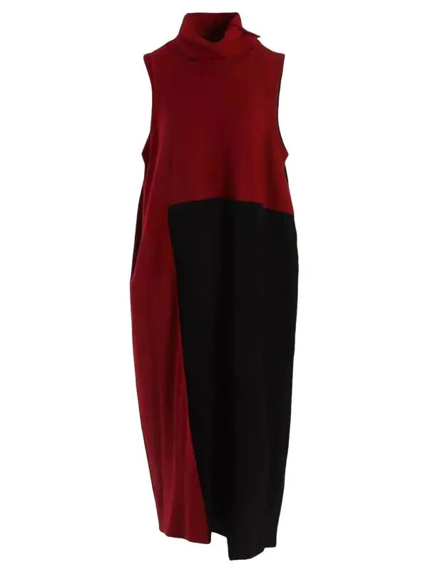 Y’s High-neck Colour-block Midi Dress - Red
