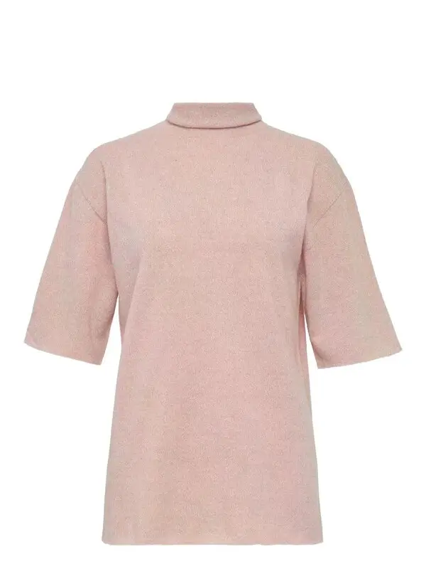 JIL SANDER Mock-neck Cashmere T-shirt - Pink