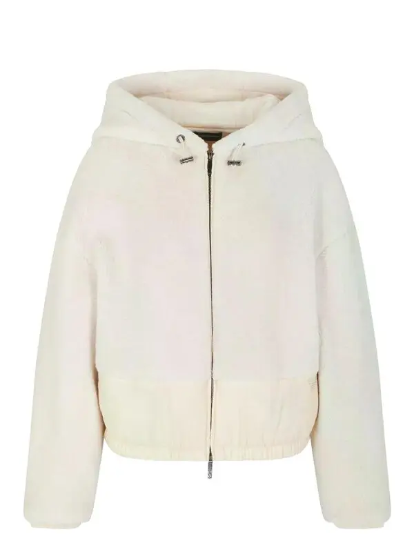 Emporio Armani Fleece Hooded Jacket - White