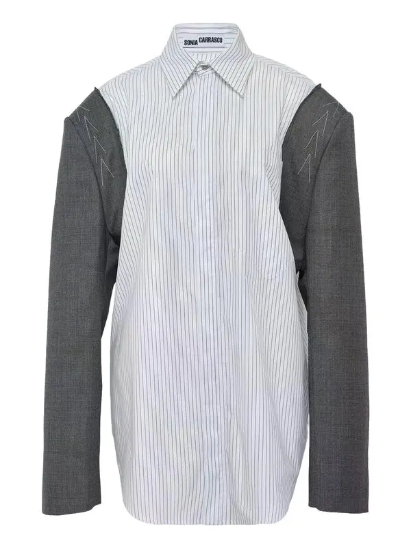 SONIA CARRASCO Striped Tailored-sleeve Shirt - White