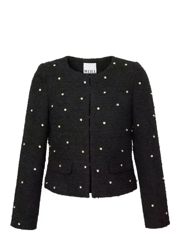 WEILL Tweed Rhinestone Jacket - Black