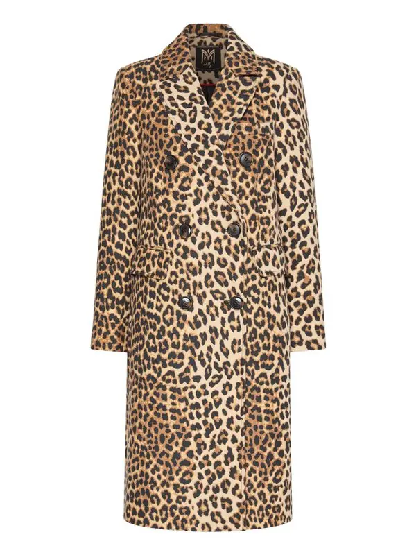 MILLY Leopard Print Double-breasted Coat - Brown