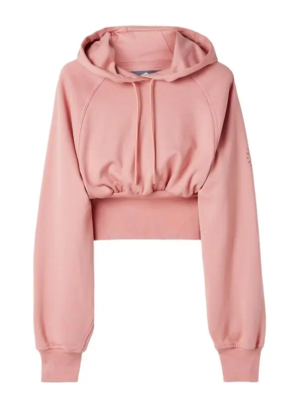 Adidas By Stella McCartney Cropped Organic Cotton-jersey Hoodie - Pink