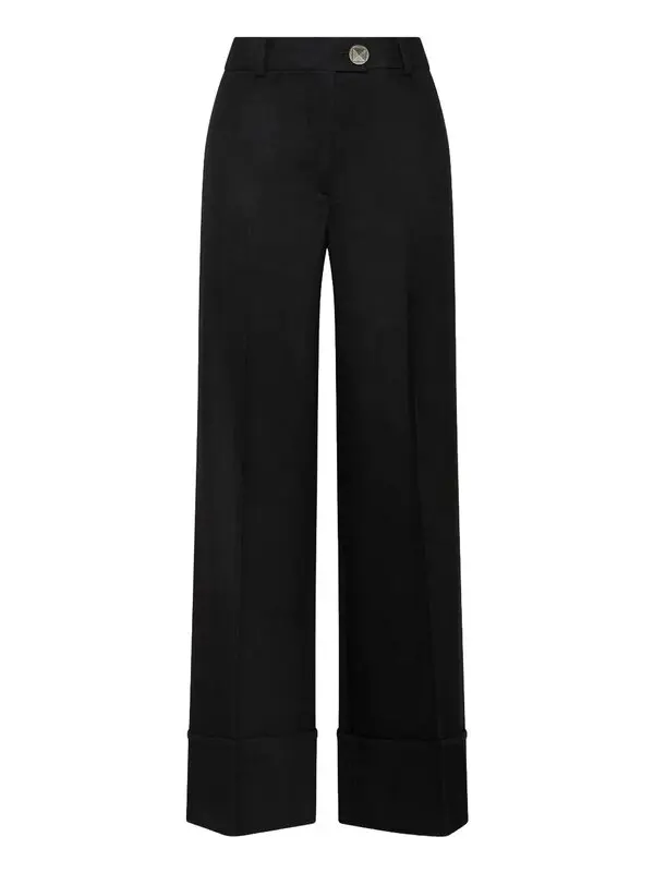 Malìparmi Button-fastening Trousers With Cuffed Hems - Black