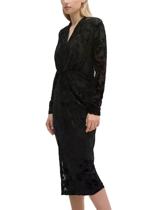 Diane Von Furstenberg Floral Long-sleeve Midi Dress - Black