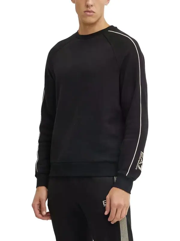 Emporio Armani Crew-neck Sweatshirt With Stripe Detail - Black