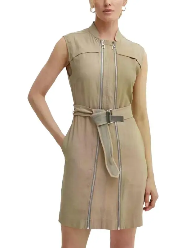 G-star Raw Zip-up Belted Dress - Brown
