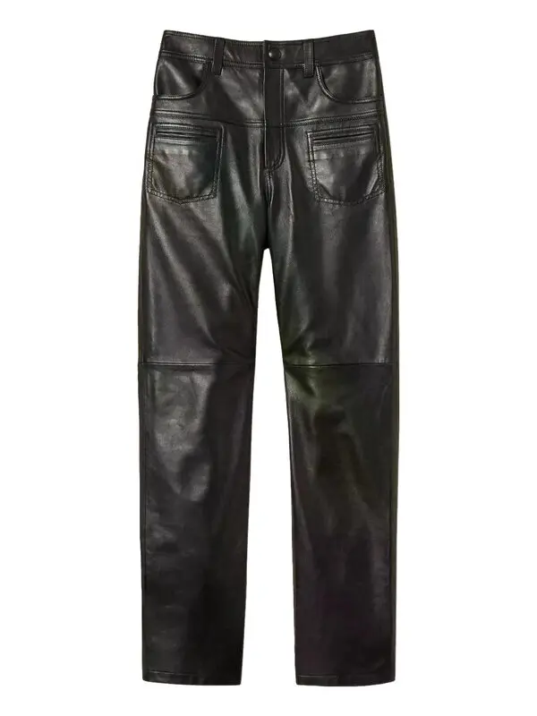 TWINSET Stitch-detail Leather Trousers - Black