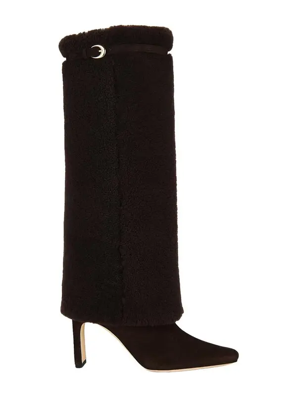 Staud Wally Foldover High Heel Boots - Espresso