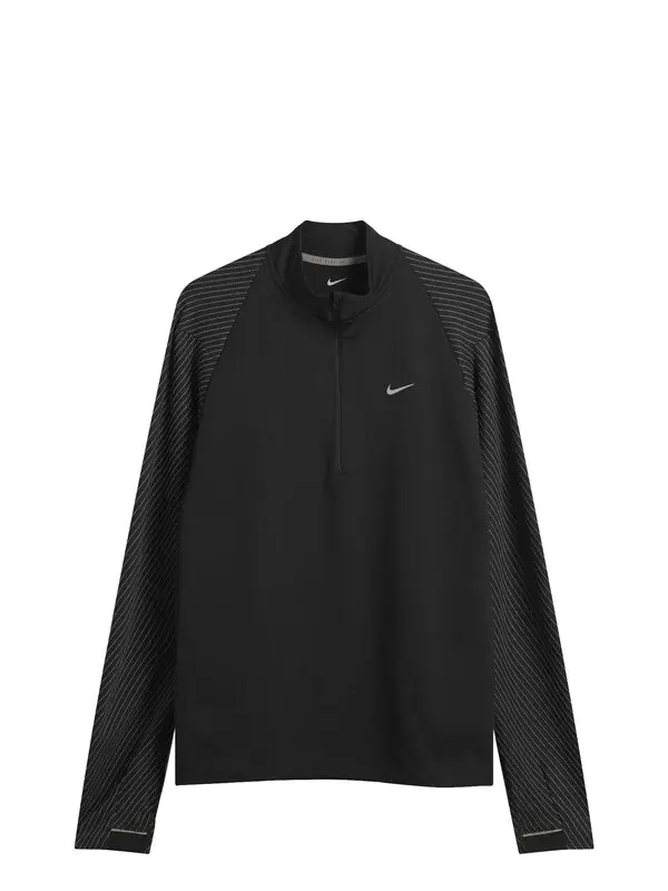 Nike Dri-fit Reflective Half Zip Top - Black/reflective Silver
