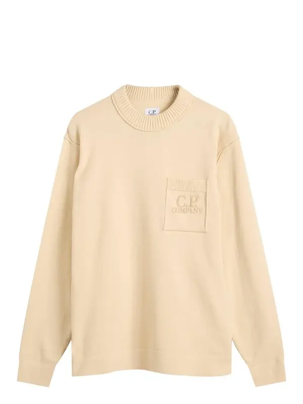 C.P. COMPANY Embroidered Cotton Crew Neck Jumper - Pistachio Shell