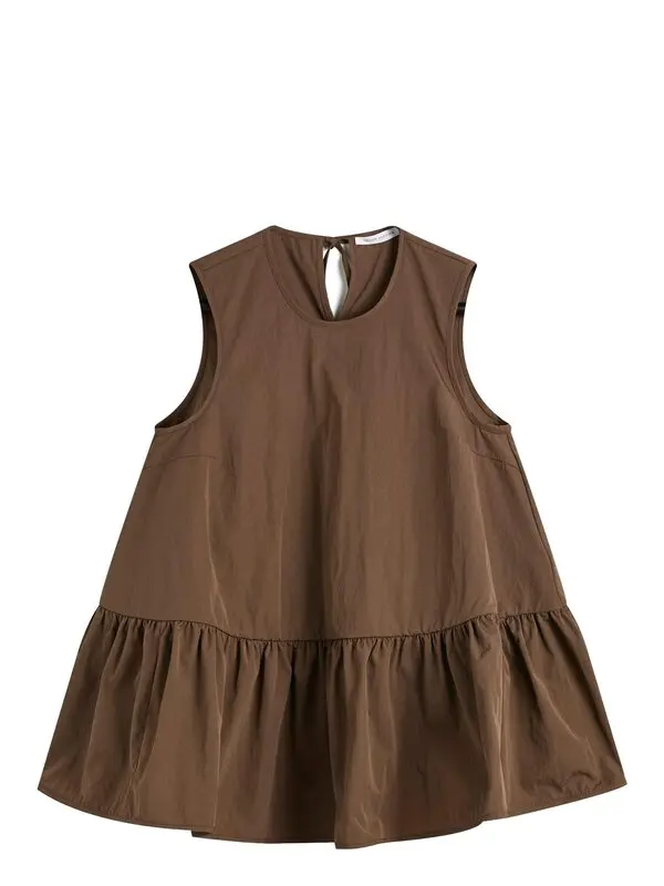 Cecilie Bahnsen Asta Recycled Taffeta Top - Soil Brown