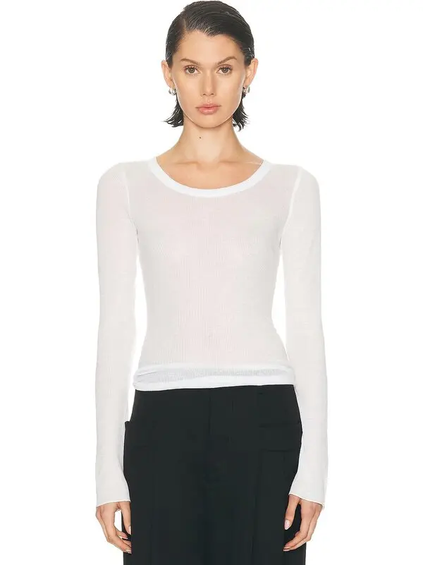 SKIMS Sheer Cotton Long Sleeve Top - Snow