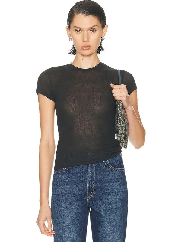SKIMS Sheer Cotton Crewneck Standard Tee - Soot