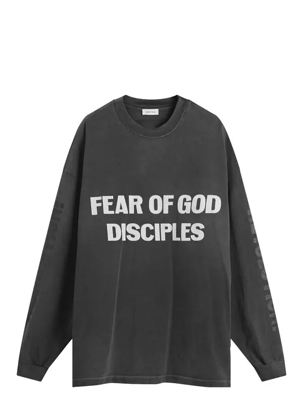 Fear Of God Relaxed Long Sleeve "disciple" T-shirt - Black