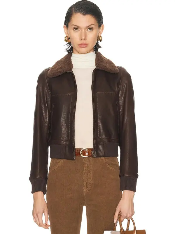 NILI LOTAN Tom Leather Jacket - Dark Brown