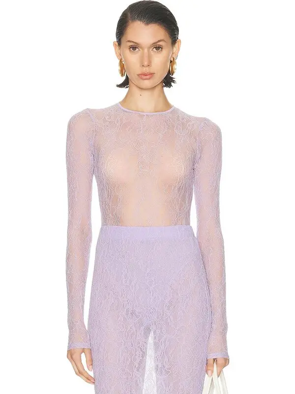 Wardrobe.NYC Lace Bodysuit - Lilac