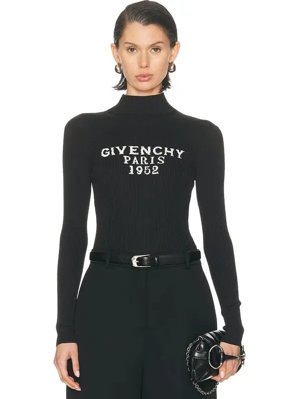 Givenchy High Neck Bodysuit Top - Black
