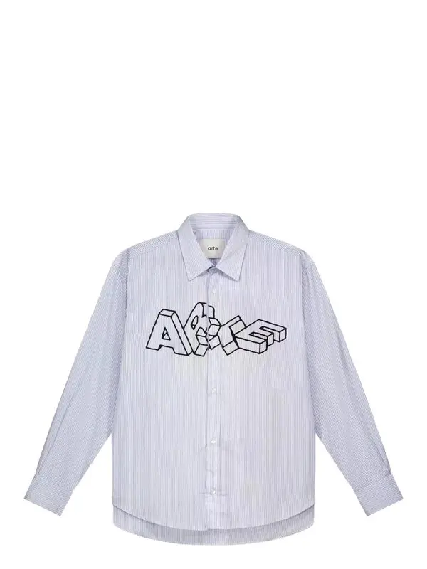 ARTE ANTWERP Striped Logo-print Shirt - Blue