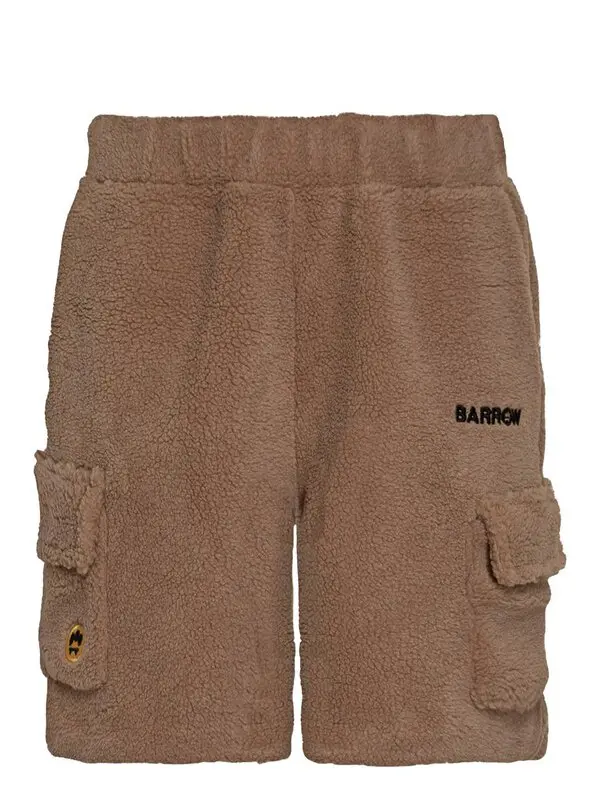 BARROW Fleece Cargo Shorts With Embroidered Logo - Brown