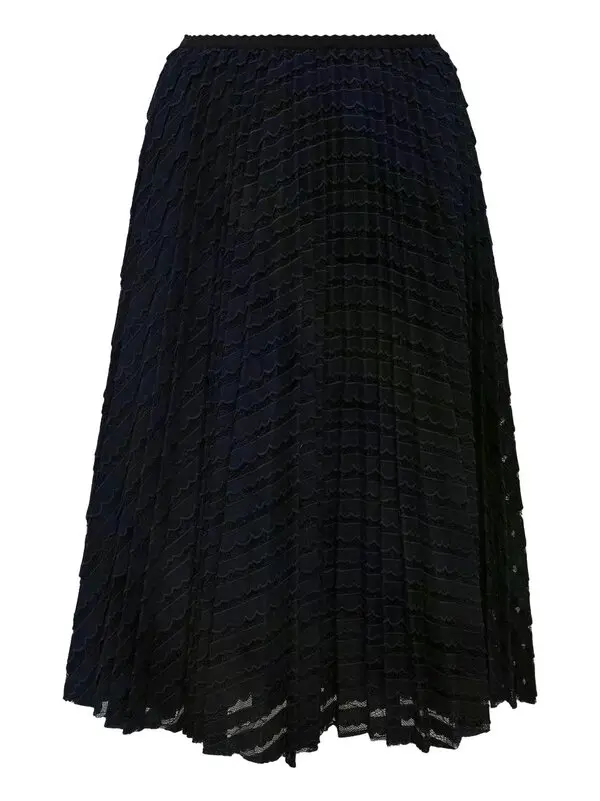 N°21 Pleated A-line Midi Skirt - Blue