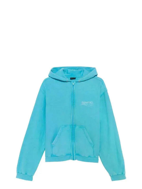 Balenciaga Cotton Hoodie With Logo Detail - Blue