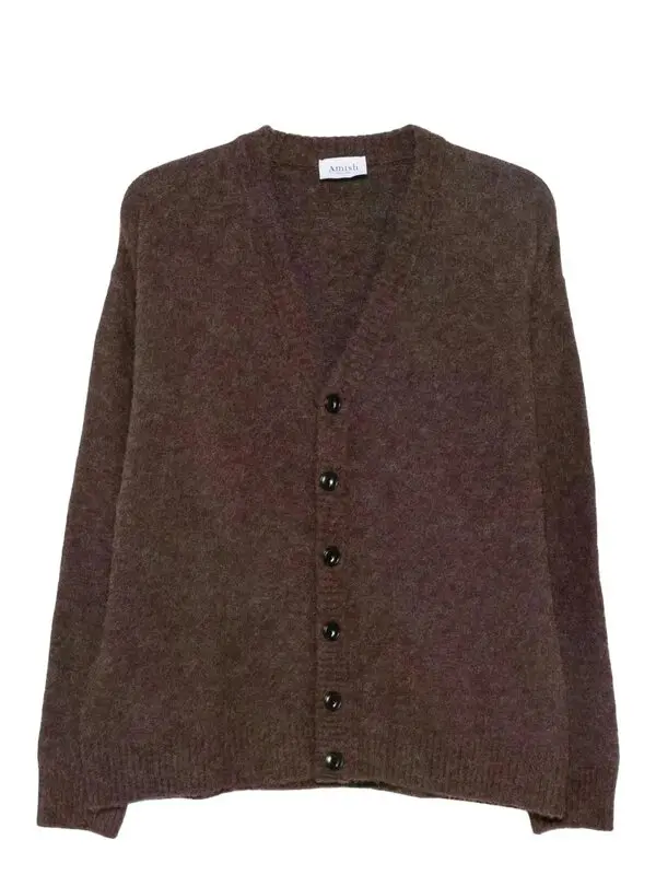 AMISH V-neck Buttoned Cardigan - Brown