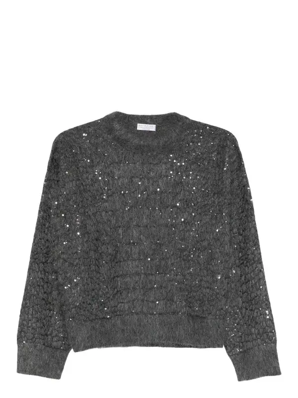 Brunello Cucinelli Sequin-embellished Crew-neck Sweater - Grey