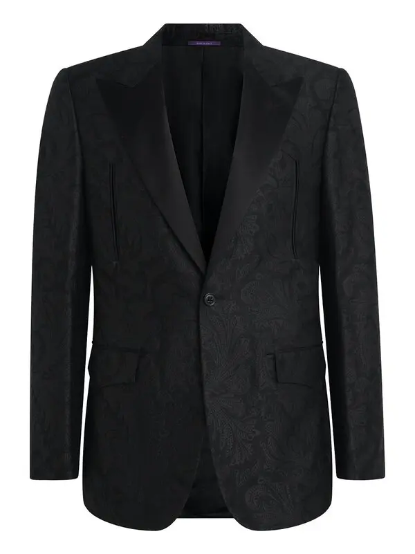 Ralph Lauren Purple Label Mulberry Silk-cotton Paisley Gregory Blazer - Black