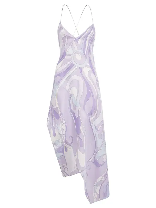 Emilio Pucci Silk Marmo Midi Dress - Purple