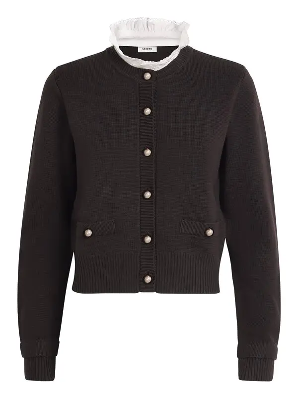 Sandro Removable Ruffle Collar Cardigan - Brown
