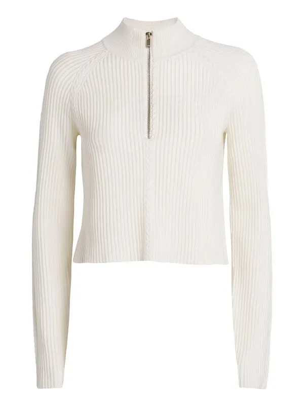 Maje Rib-knit Quarter-zip Sweater - White