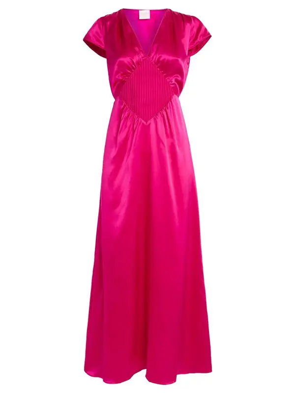 Loretta Caponi Silk Diva Maxi Dress - Pink