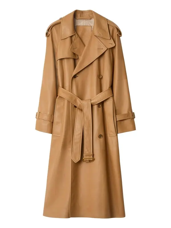 Burberry Castelford Plongé Leather Trench Coat - Beige