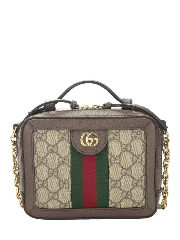 Gucci Gg Supreme Canvas Ophidia Top Handle Bag - Brown