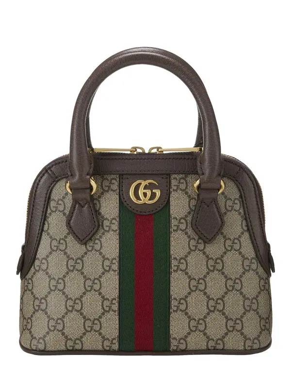 Gucci Gg Supreme Canvas Ophidia Top Handle Bag - Brown