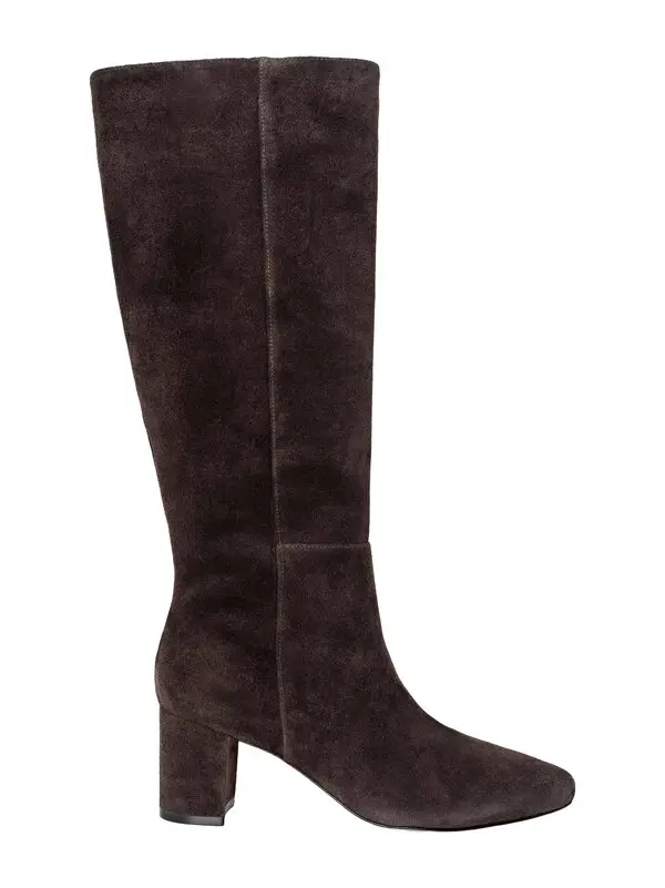 L'Agence Eugenie Block-heel Boot - Dark Brown Suede