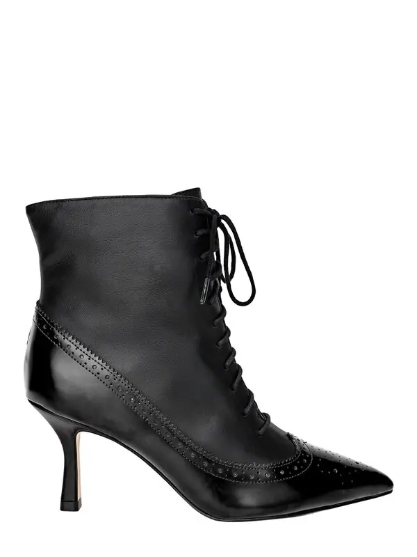 L'Agence Fayette Lace-up Bootie - Black Leather