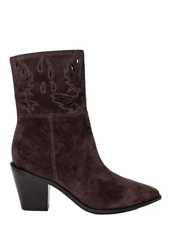 L'Agence Anne Western Bootie - Dark Brown Suede