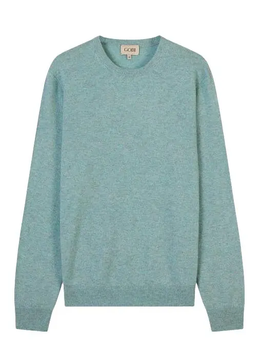 GOBI MONGOLIAN CASHMERE Essential Crewneck Cashmere Sweater - Blue Haze