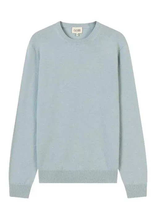 GOBI MONGOLIAN CASHMERE Essential Crewneck Cashmere Sweater - Sky Blue